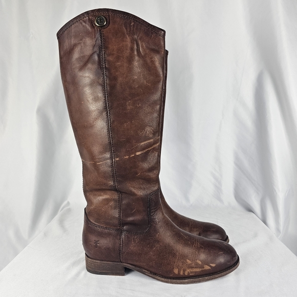Frye | Shoes | Frye Womens Melissa Button 2 Cognac Brown Leather Knee ...